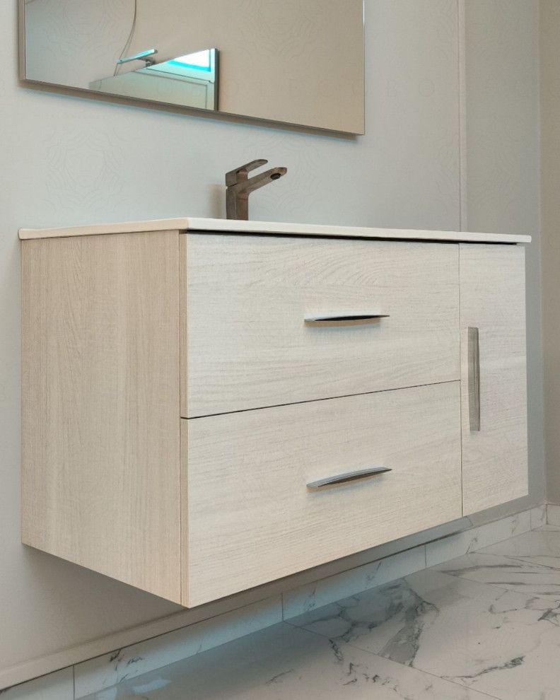Mobile bagno sospeso Siena cm 100 con lavabo in ceramica - rovere ...