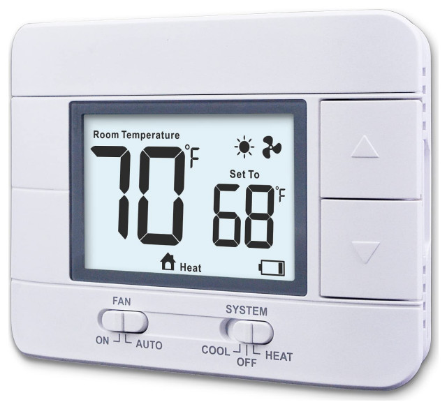 Non-Programmable Thermostat for Home 1 Heat/ 1 Cool, With Room ...
