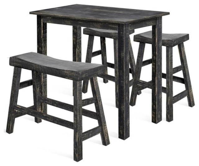 Marina Black Sand Pub Wood Table - Farmhouse - Indoor Pub And Bistro ...