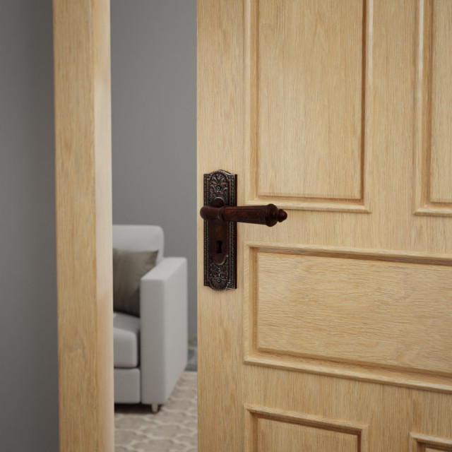 Door Back Plate Oil Rubbed Bronze Solid Brass Beaded With Keyhole 7 1/4 ...