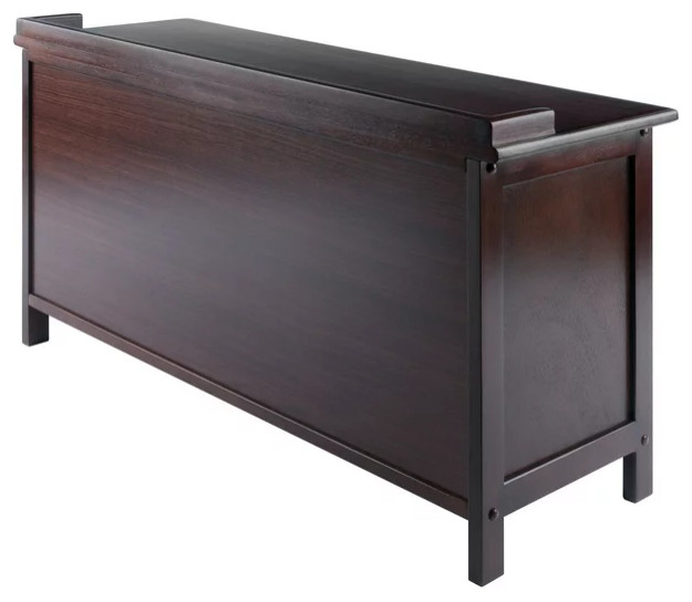 Contemporary Storage Bench with 3 Foldable Baskets, Walnut Finish ...