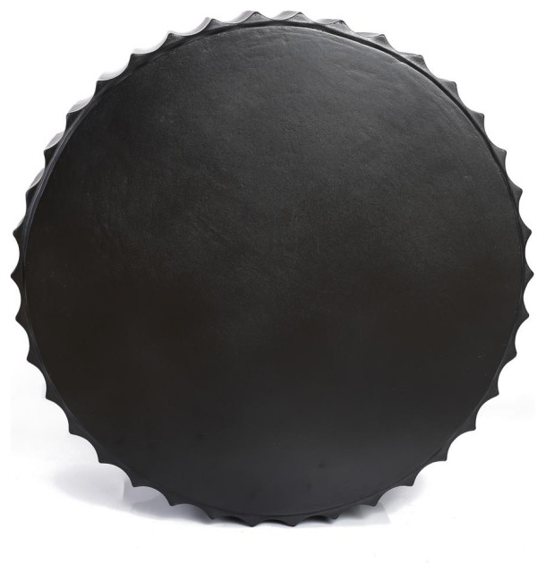 LuxenHome Black Cement Round Coffee Table - Contemporary - Outdoor ...