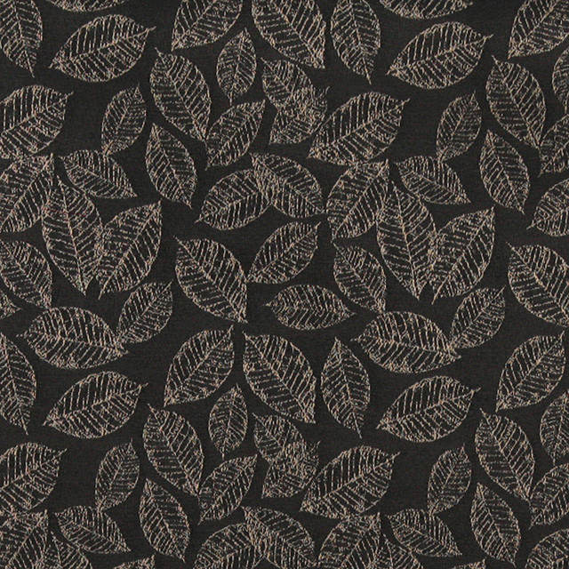 Black, Textured Leaves Woven Upholstery Fabric By The Yard, By The Yard ...