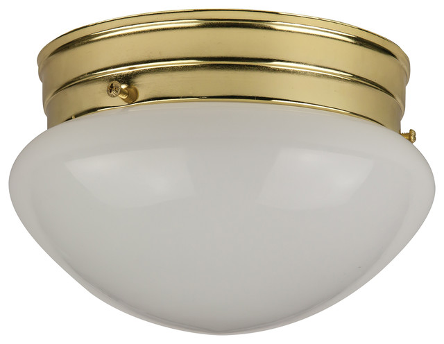 6" Energy Saving Mushroom Fixture Polished Brass White Glass ...