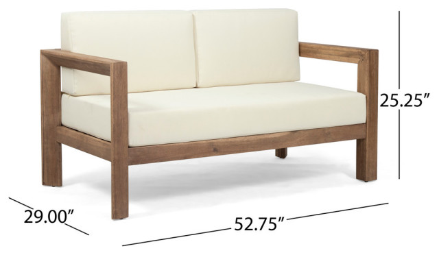 Rosemary Outdoor 4 Seater Acacia Wood Chat Set - Transitional - Outdoor ...