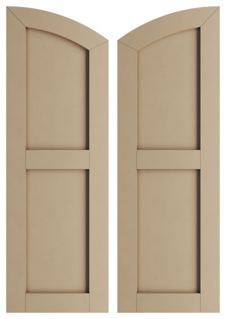 11"Wx24"H Hand Hewn Joined BnB Elliptical Top Faux Wood Shutters, 18"W ...