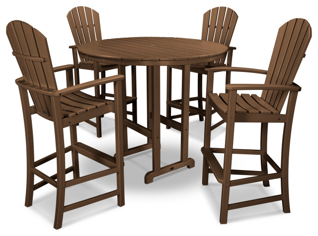 Polywood Palm Coast 5-Piece Round Farmhouse Bar Set - Transitional ...