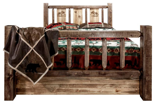 Montana Woodworks Homestead Wood Full Storage Bed with Moose Design in ...