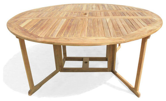 Grade A Teak 6 Foot Round Drop Leaf Table Seats 8-10 /Use w 1 leaf up ...
