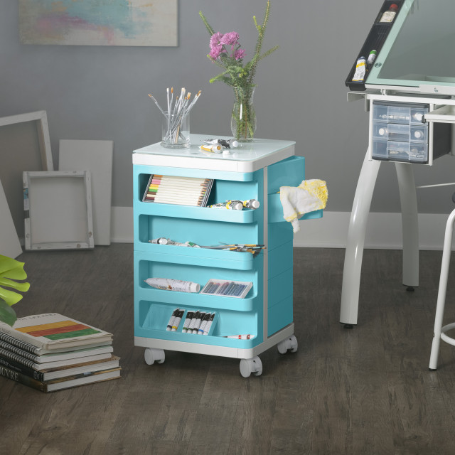 Kubx Rotating 4-Sided Mobile Storage Organizer With Glass Top ...