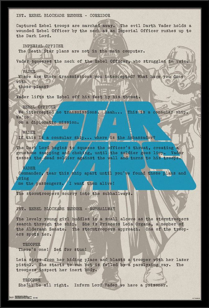 24x36 Star Wars Vader Text Poster, 24.25"x35.75" - Contemporary ...