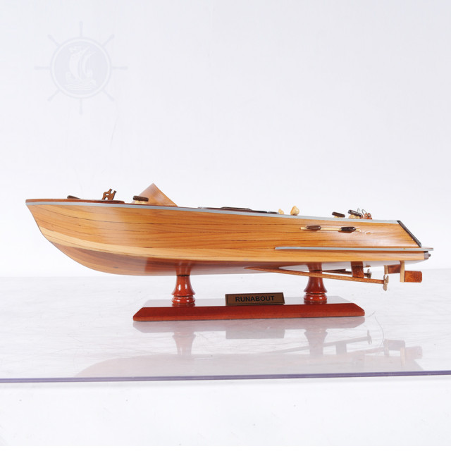 Runabout Sm Wooden Handcrafted boat model - Beach Style - Decorative ...