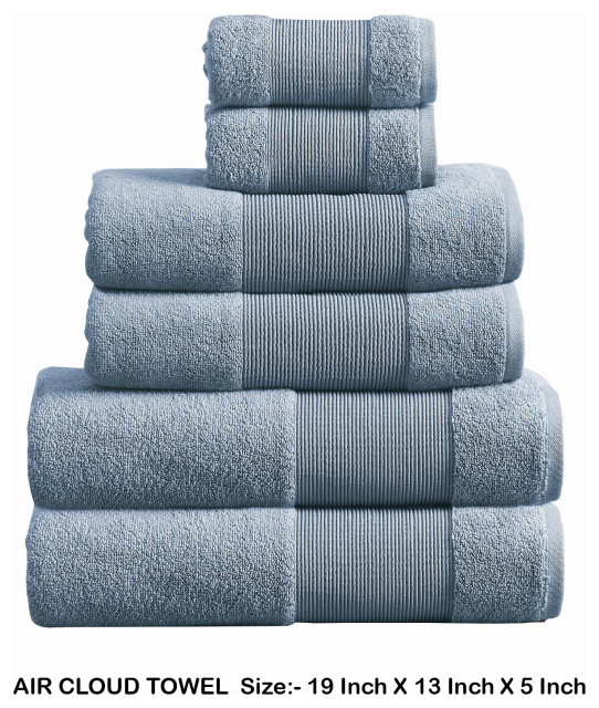 Benzara BM284480 6 Piece Cotton Towel Set, Softly Textured Design ...