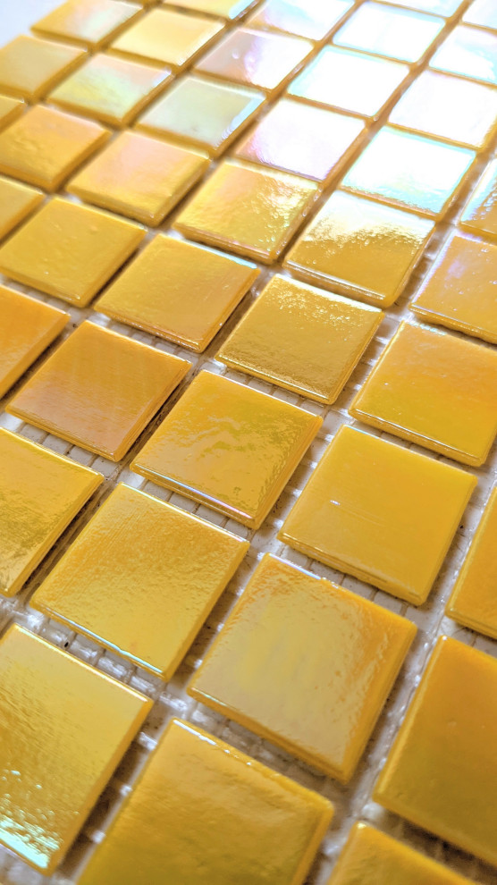 Iridescent Yellow Opaque Glass Mosaic Tile - Contemporary - Tile - by ...