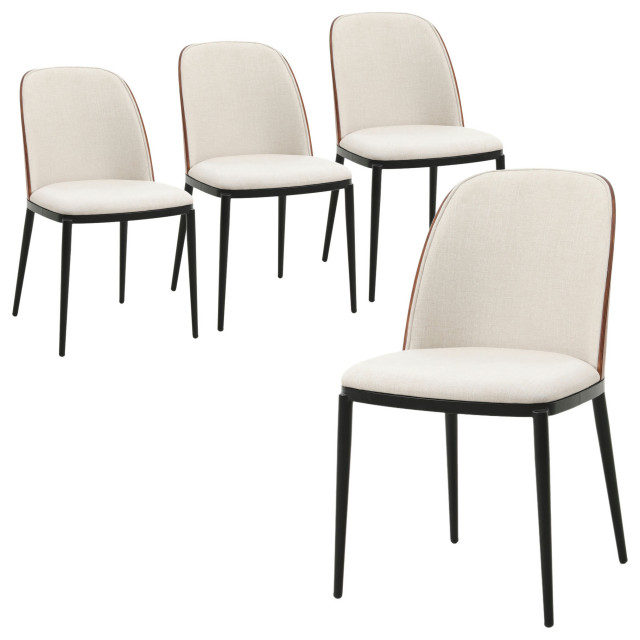 LeisureMod Tule Mid-Century Modern Dining Side Chair Set of 4, Walnut ...