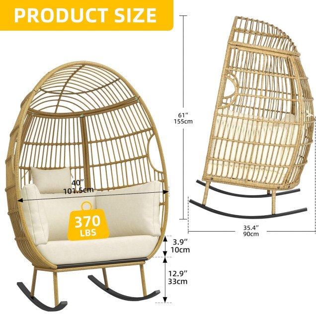 Modern Egg Lounge Chair, Sturdy Wicker Covered Frame With Thick ...