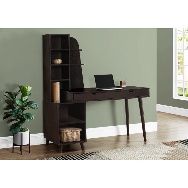 Contemporary Desk, 2 Drawers & Integrated Bookcase With Multiple ...