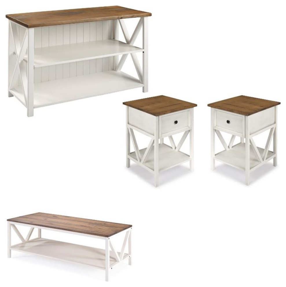 Home Square 4 Piece Living Room Set with Console Coffee Table and 2 End ...