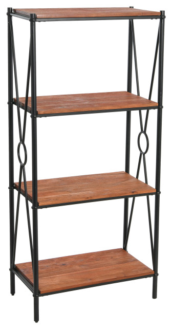 Saratoga Rustic Solid Wood and Iron Shelf - Industrial - Display And ...