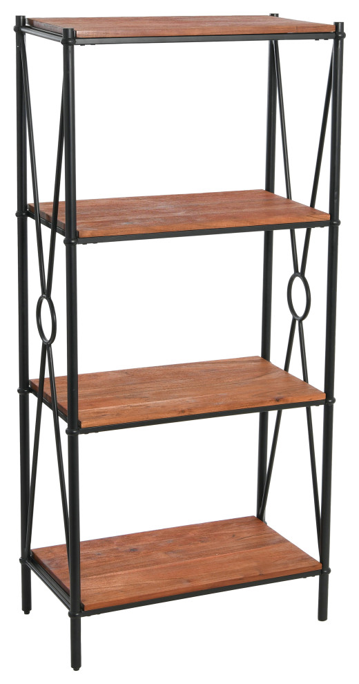 Saratoga Rustic Solid Wood and Iron Shelf - Industrial - Display And ...
