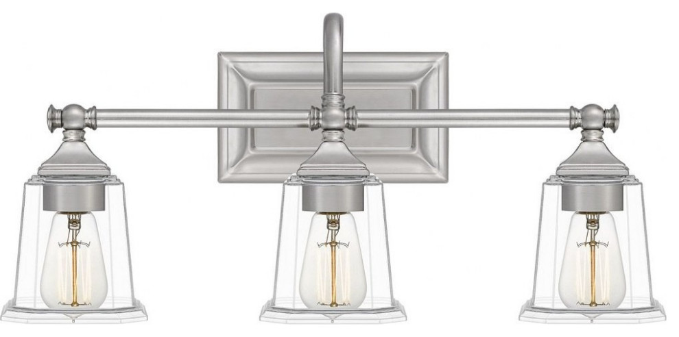 3 Light Transitional Bathroom Light Fixture-Brushed Nickel Finish ...