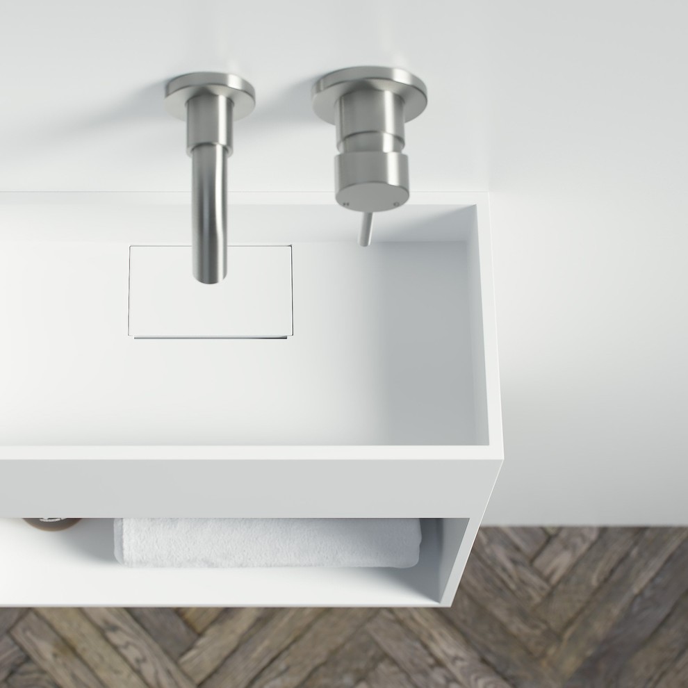 LUSSO STONE BLOK STONE RESIN WALL HUNG COMPACT BASIN 400 - Contemporary ...