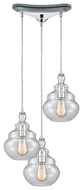 Tabor 3 Pendant Polished Chrome - Transitional - Pendant Lighting - by ...