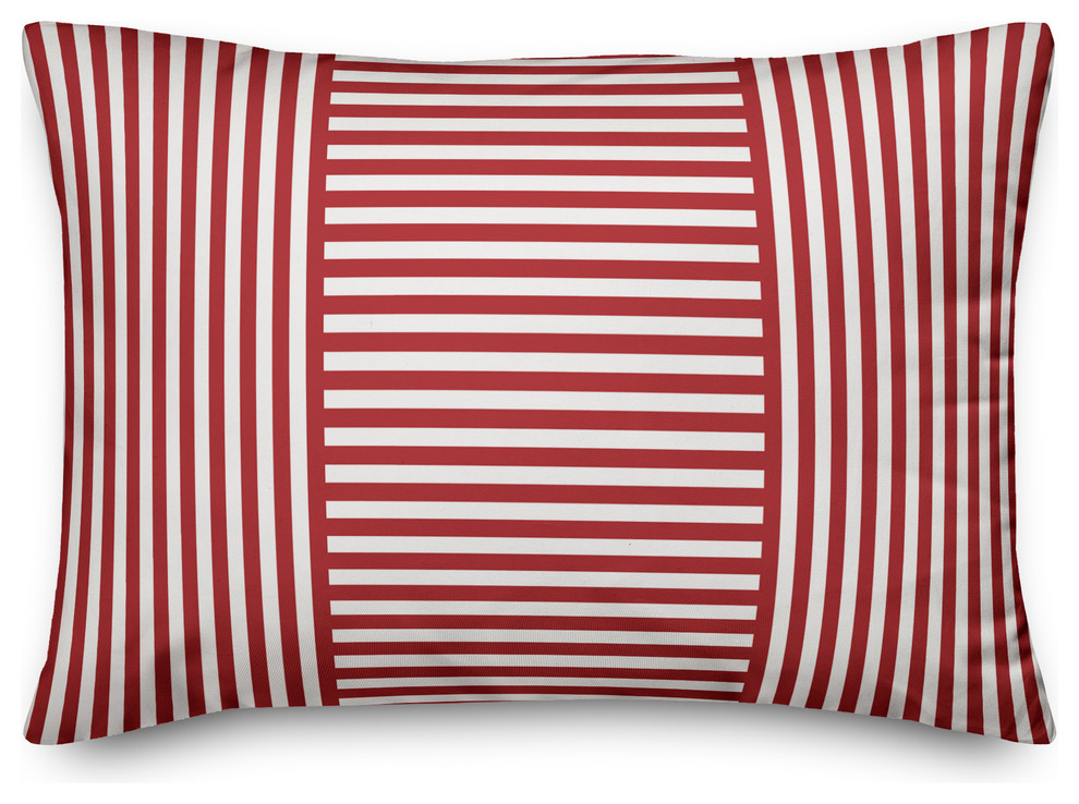 Red Farmhouse Stripes Pillow - Contemporary - Outdoor Cushions And ...