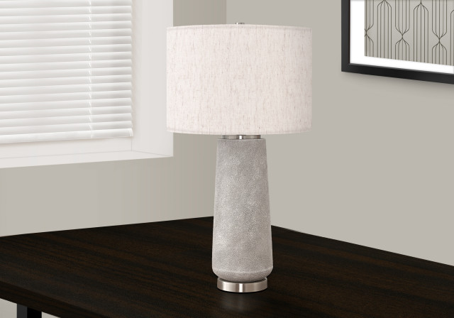 Lighting, 29"H, Table Lamp, Gray Resin, Ivory/Cream Shade, Modern, 16L ...
