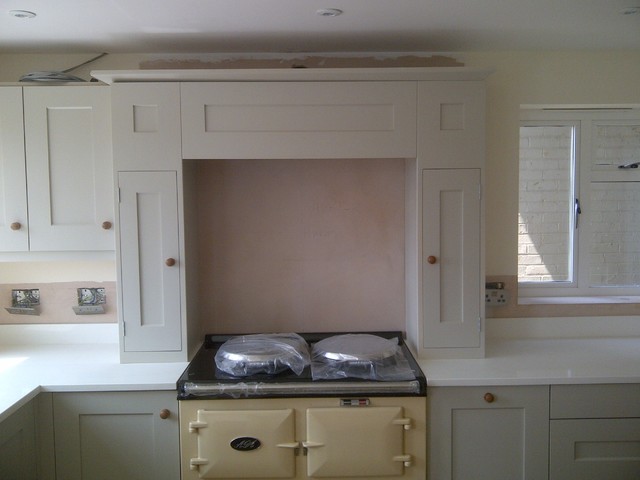 AGA recessed printed glass splashback - Country - Kitchen - London - by ...