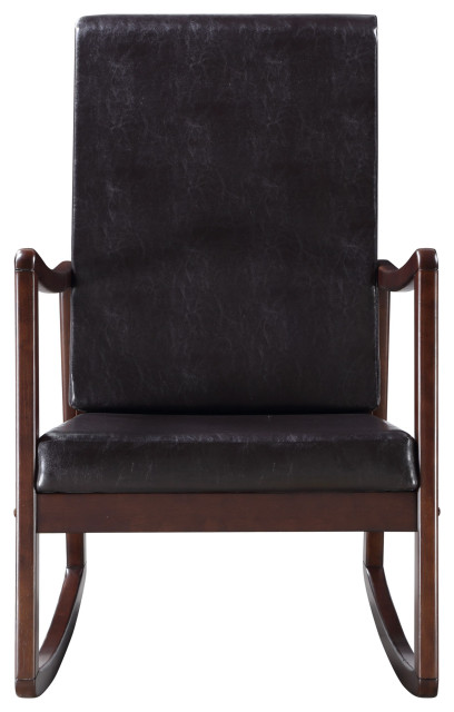 Raina Rocking Chair, Dark Brown PU and Espresso Finish - Transitional ...
