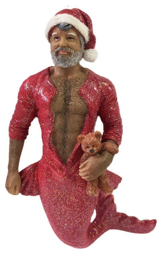 December Diamonds Bedtime Santa Merman with Bear Holiday Ornament ...