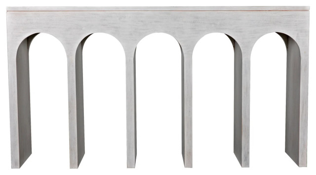 Noir Bridge Console Table With White Wash Finish GCON287WH - Farmhouse ...