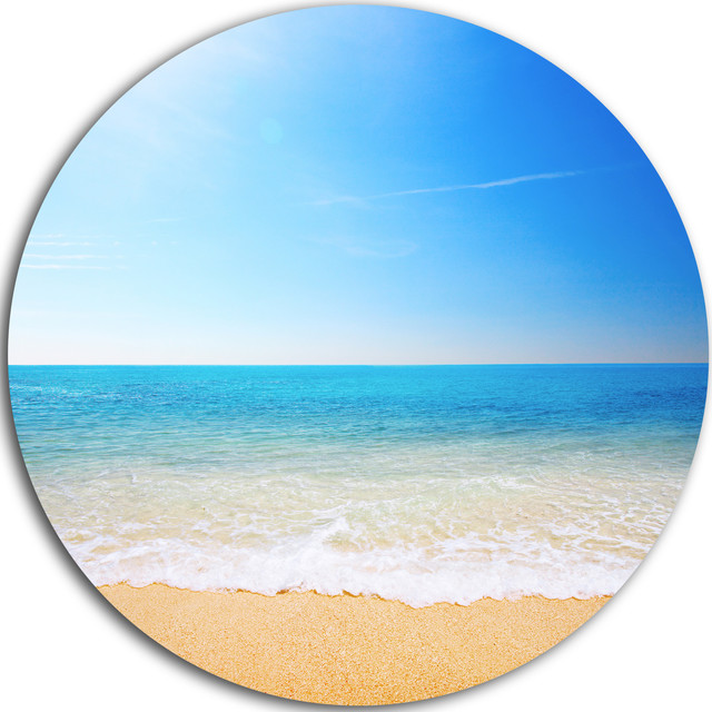 Blue Waves At Tropical Beach, Seashore Photo Disc Metal Wall Art, Disc ...