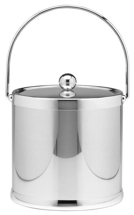 Kraftware Polished Chrome Ice Bucket With Metal Lid - Contemporary ...