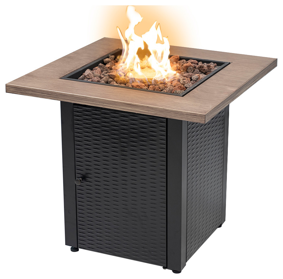 Propane Fire Pit Table With 48000BTU, 28" Outdoor Square Fire Table ...