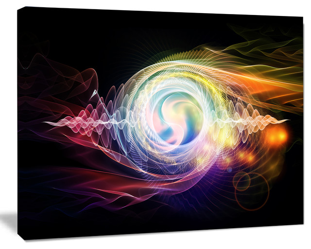 Bright Wave Particle in Air on Black, Large Abstract Canvas Wall Art ...