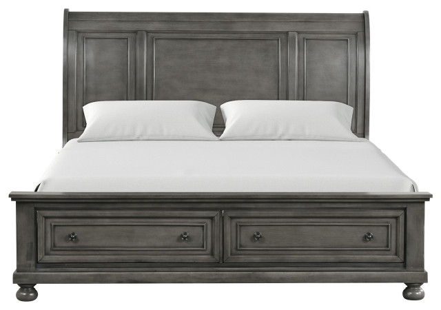 Meade Gray Panel Beds, King - Traditional - Sleigh Beds - by Makers | Houzz