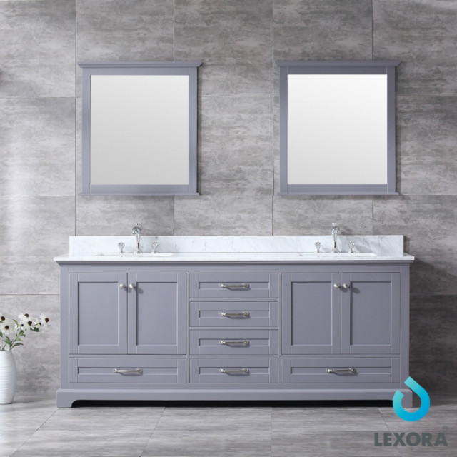 80 Inch Dark Gray Double Sink Bathroom Vanity, Choice of Top ...