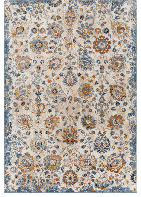 Tuscany Area Rug, Blue/Cream/Brown/Dusty Coral/Light Beige ...
