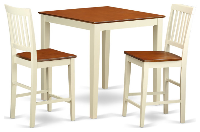 3-Piece Pub Table Set, Square Pub Table and 2 Counter Height Chairs ...
