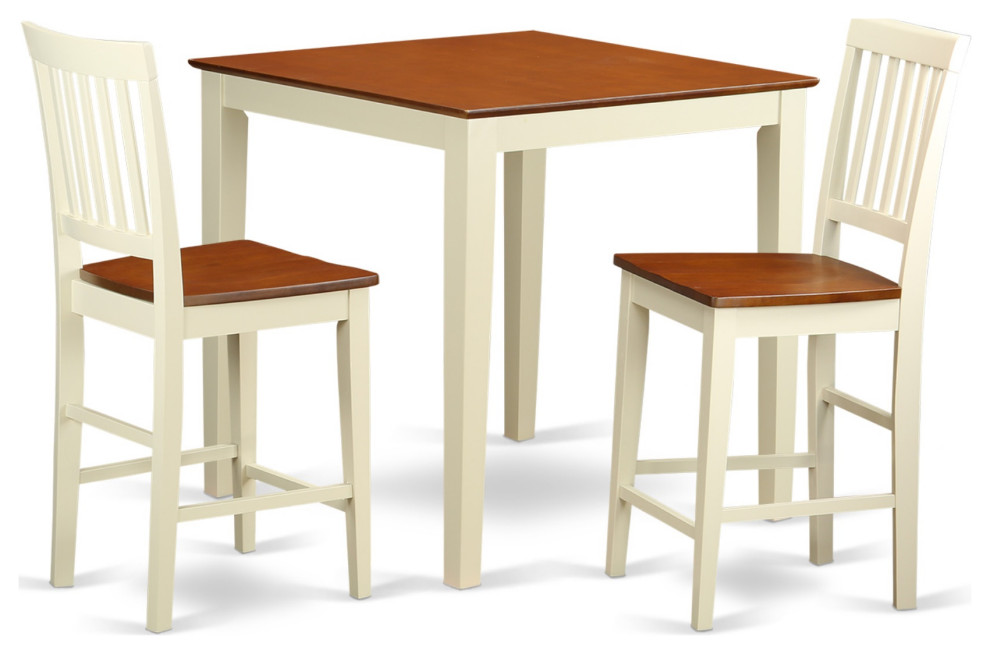 3-Piece Pub Table Set, Square Pub Table and 2 Counter Height Chairs ...