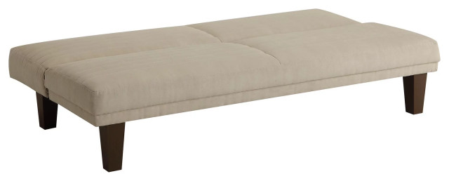 Mid Century Modern Futon, Armless Channel Tufted Microfiber Seat & Back ...