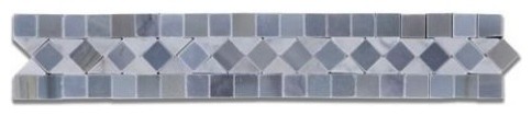 2"x12" Carrara Ferrari Bias Border Listello Blue/Gray Polished, 50 ...