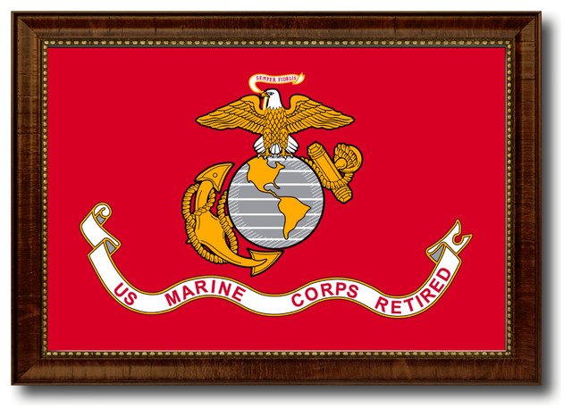 US Marine Corps Retired Military Flag Canvas Print, 15"x21", 27"x39 ...
