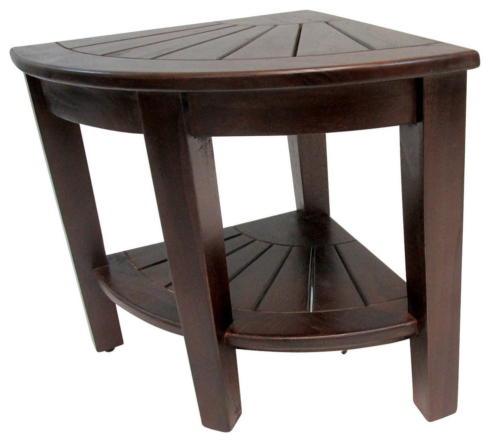 Teak Corner Stool with Rack - Asian - Shower Benches & Seats - by ...