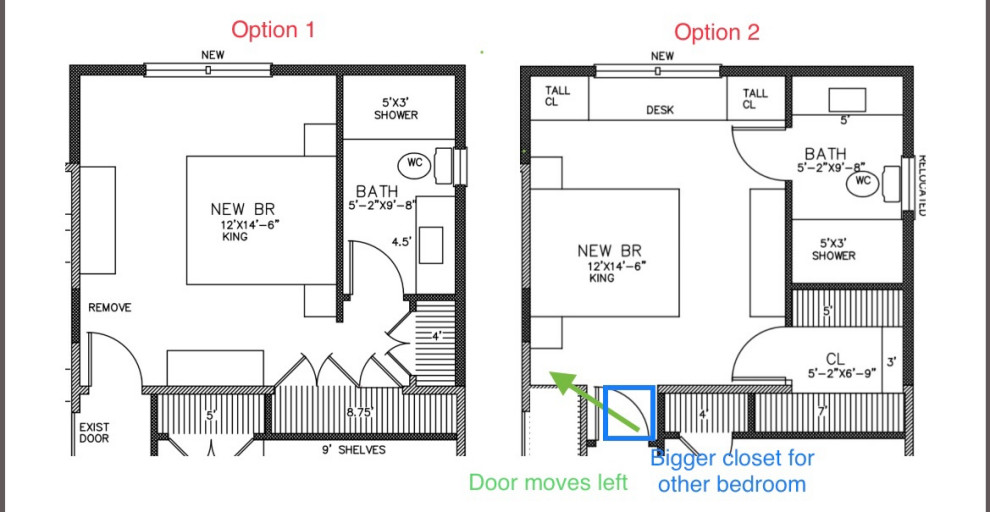 Master bedroom closet layout and hence bathroom layout | Houzz Forum