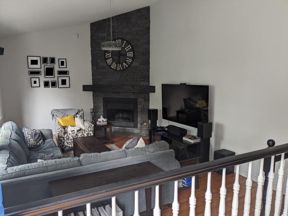 Help accessorizing monochromatic TV room | Houzz Forum