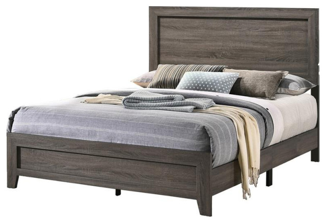Rustic Gray Wood 5pc Bedroom Set in Cali King with 2 Nightstands, Full ...