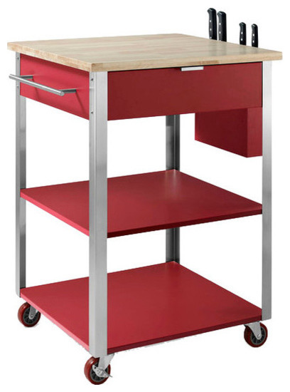 Crosley Culinary Prep Kitchen Cart, Red - Contemporary - Kitchen ...